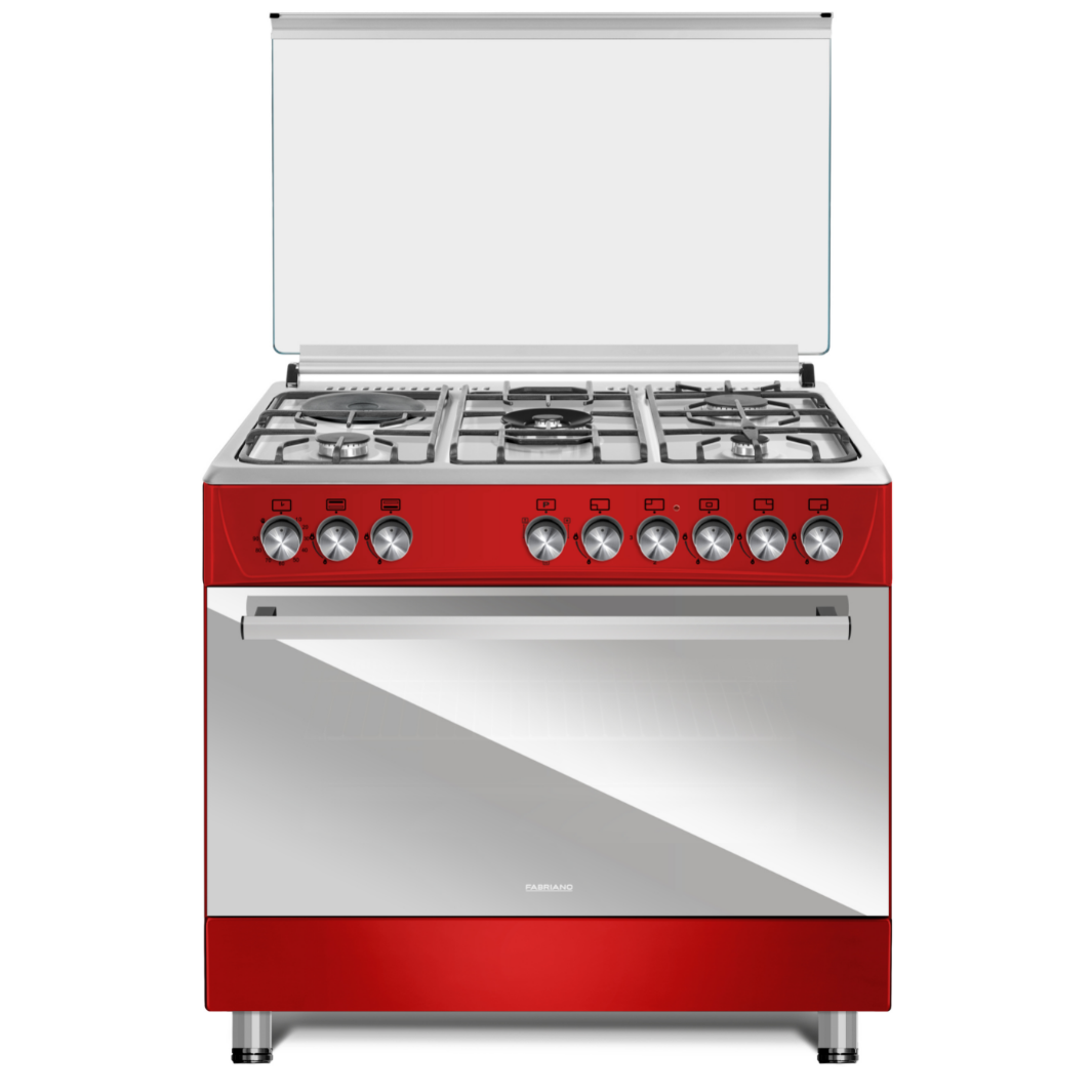Fabriano F9P41G2-RD 90cm, 4 Gas Burners (1 Wok) + 1 Electric Plate + G ...