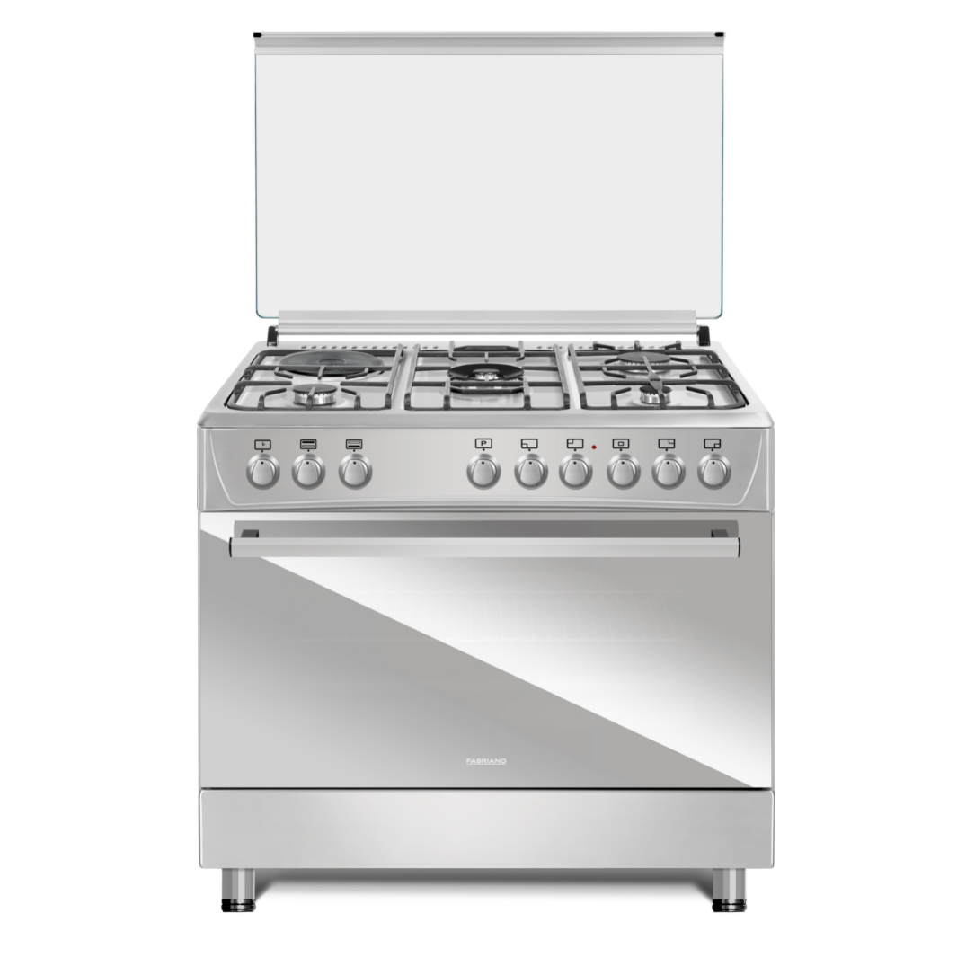 Fabriano F9P41G2-SS 90cm, 4 Gas Burners (1 Triple Ring) + 1 Electric P ...
